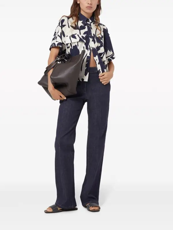 Brunello Cucinelli Leaf-print Cotton Shirt
