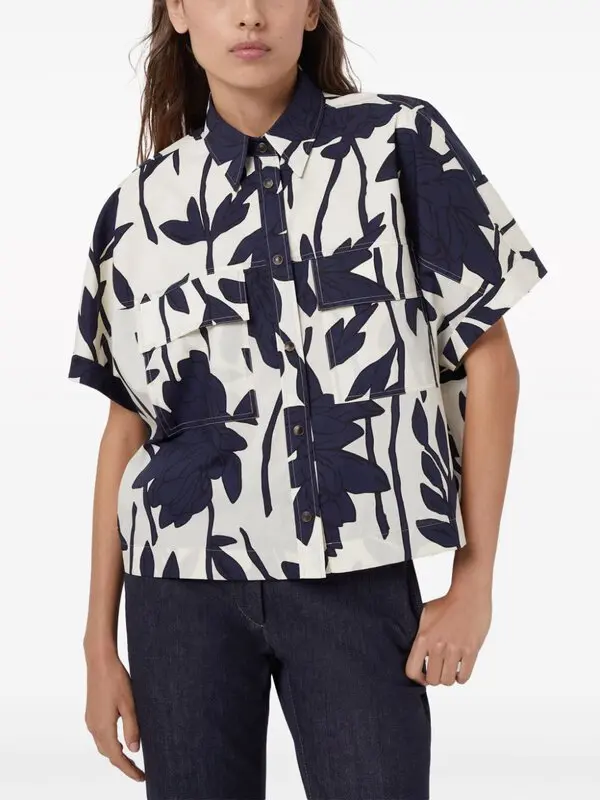 Brunello Cucinelli Leaf-print Cotton Shirt