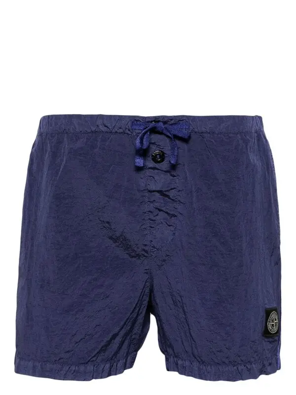 Stone Island Compass-patch Crinkled Swim Shorts - Purple