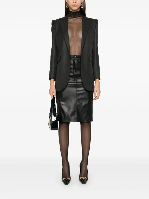 MANOKHI Dua Leather Midi Skirt