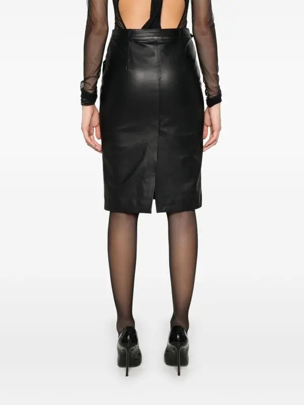 MANOKHI Dua Leather Midi Skirt