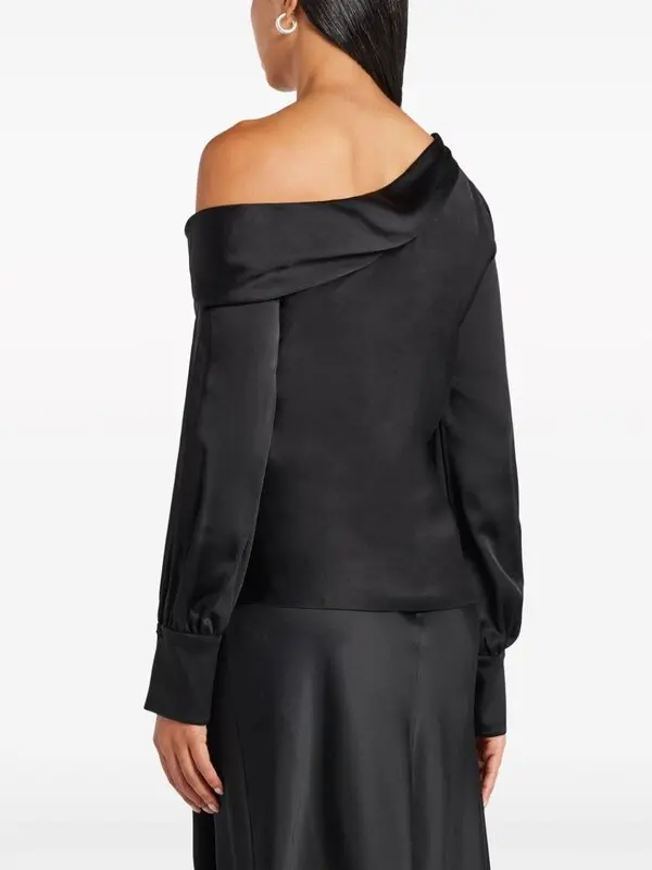 Simkhai Alice Cold-shoulder Satin Blouse - Black