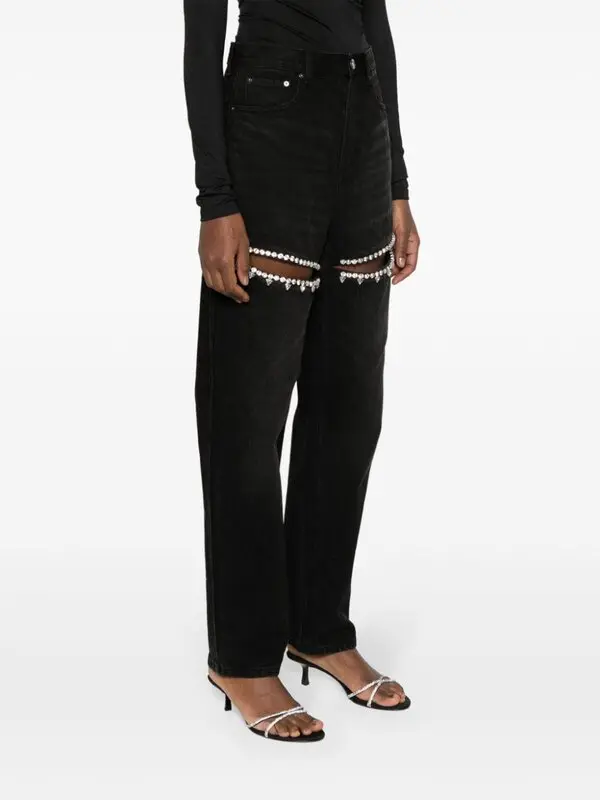 AREA Crystal Slit Tapered Leg - Black