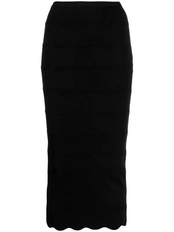 PATOU Wave Milano-knit Pencil Skirt - Black