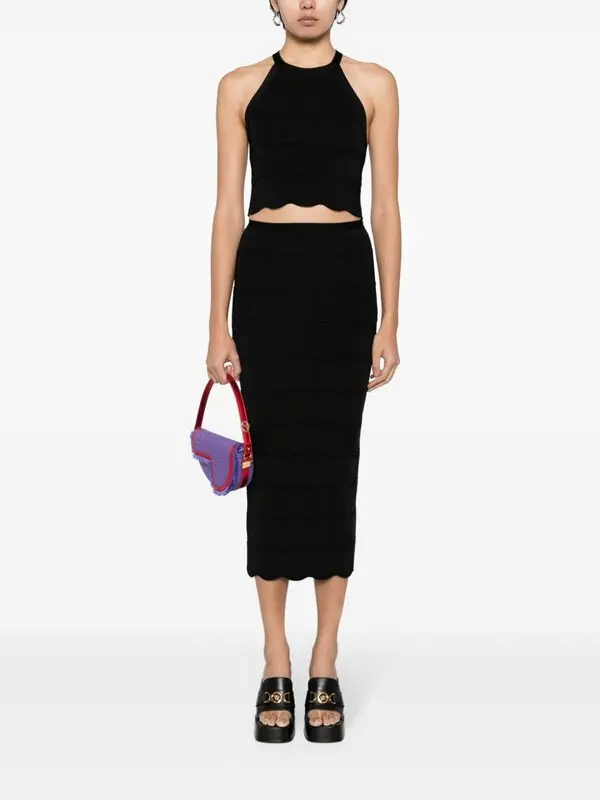 PATOU Wave Milano-knit Pencil Skirt