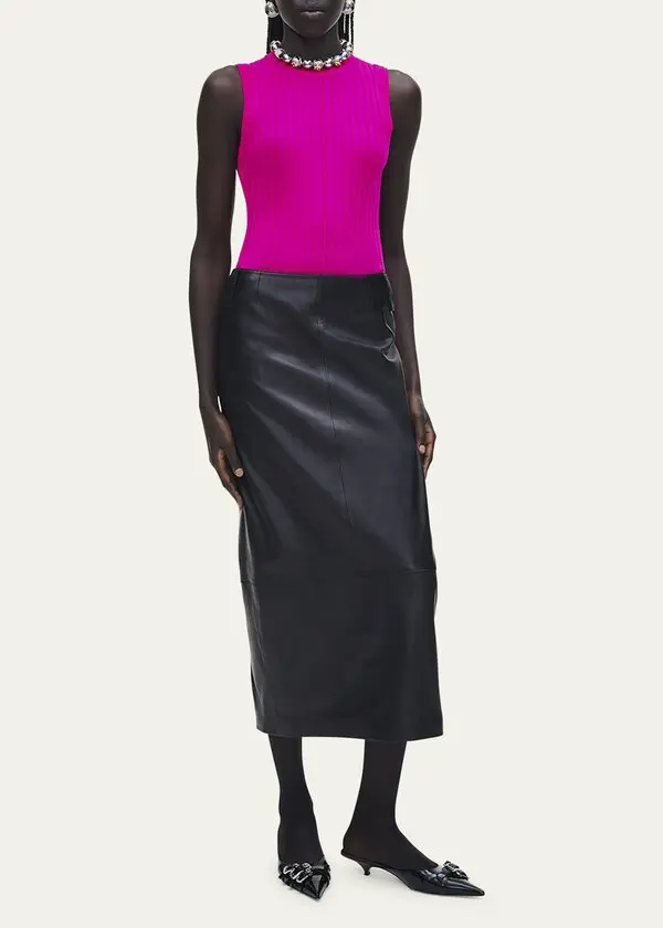 Marc Jacobs Leather Pencil Midi Skirt