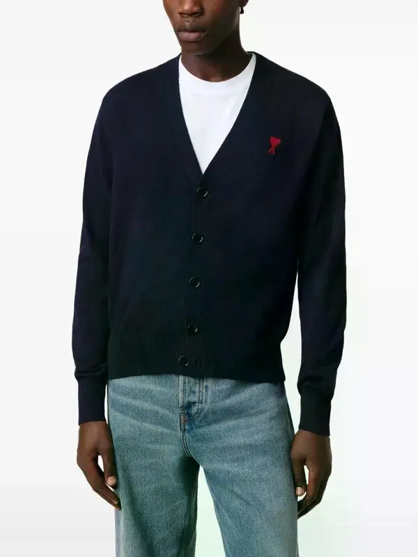 AMI Paris De Coeur Embroidered Cardigan