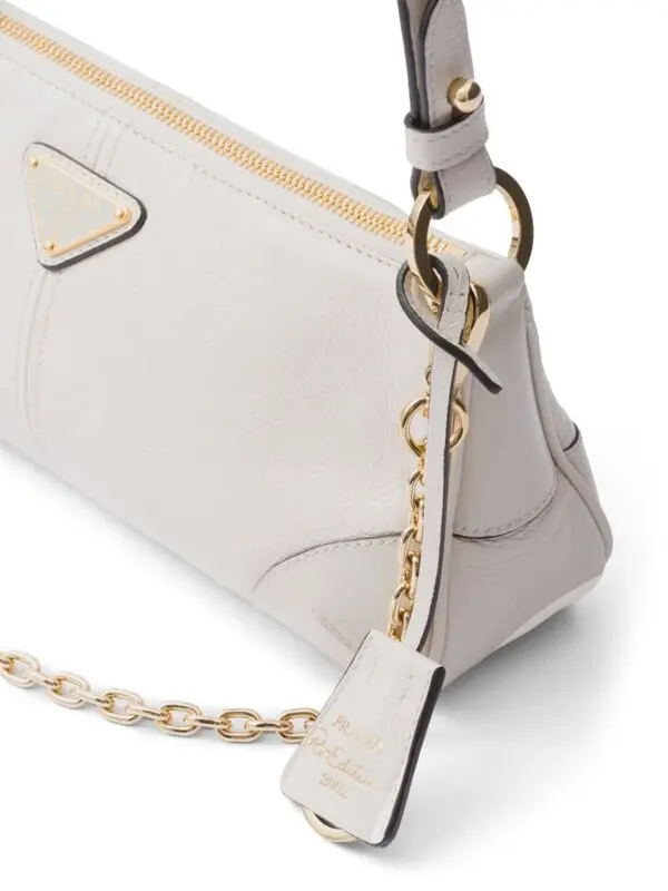 Prada Re-edition Leather Shoulder Bag - White