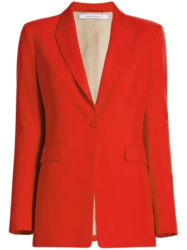 Another Tomorrow Single-breasted Merino Wool Blazer - Red