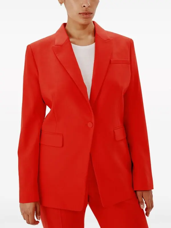 Another Tomorrow Single-breasted Merino Wool Blazer - Red