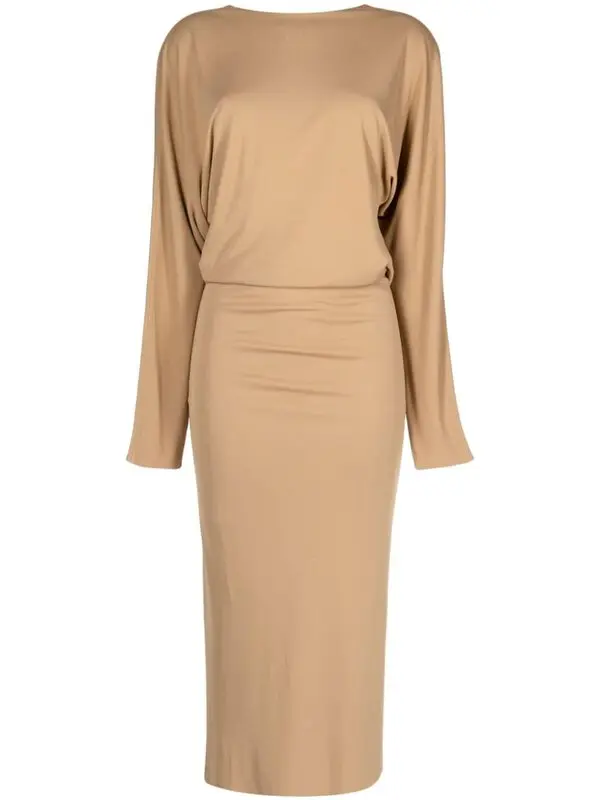 Khaite The Trina Open-back Midi Dress - Brown