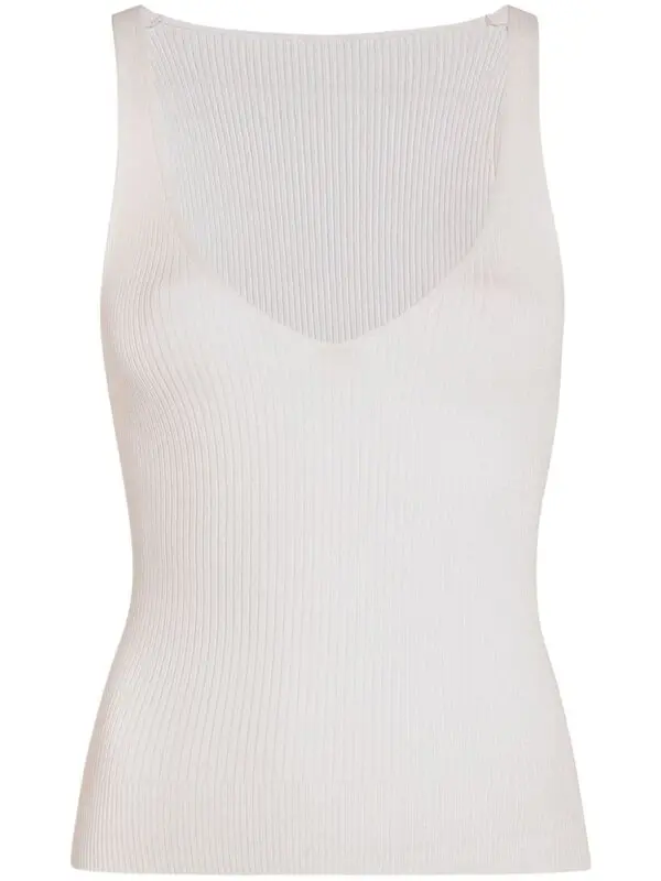 Another Tomorrow Ribbed-knit Tank Top - White