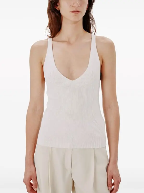 Another Tomorrow Ribbed-knit Tank Top - White