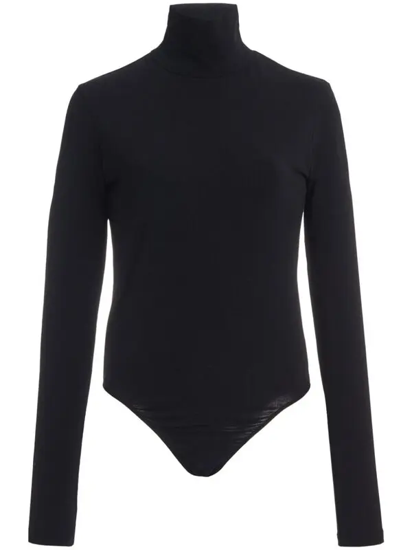 Another Tomorrow Roll-neck Long-sleeve Bodysuit - Black