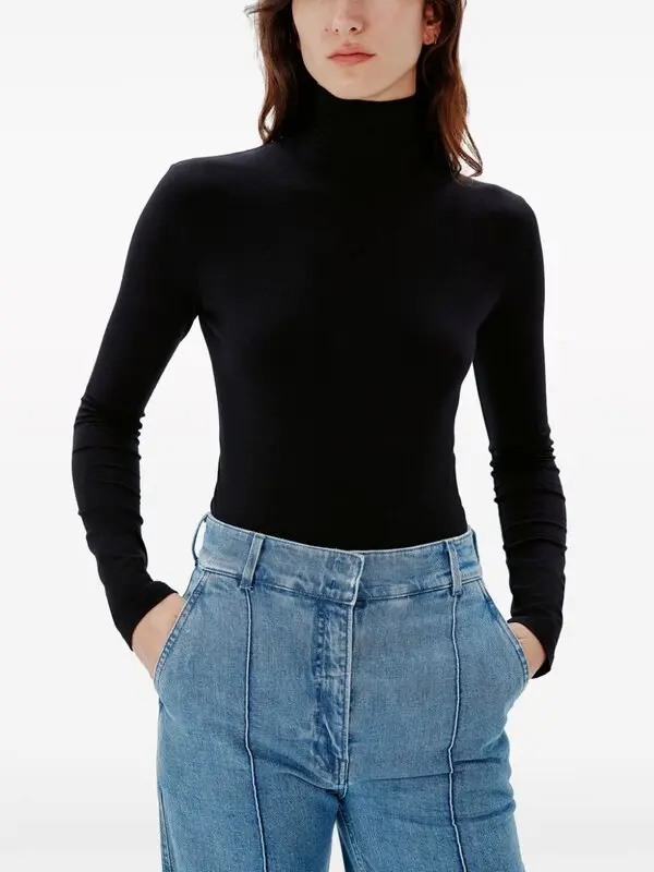 Another Tomorrow Roll-neck Long-sleeve Bodysuit - Black