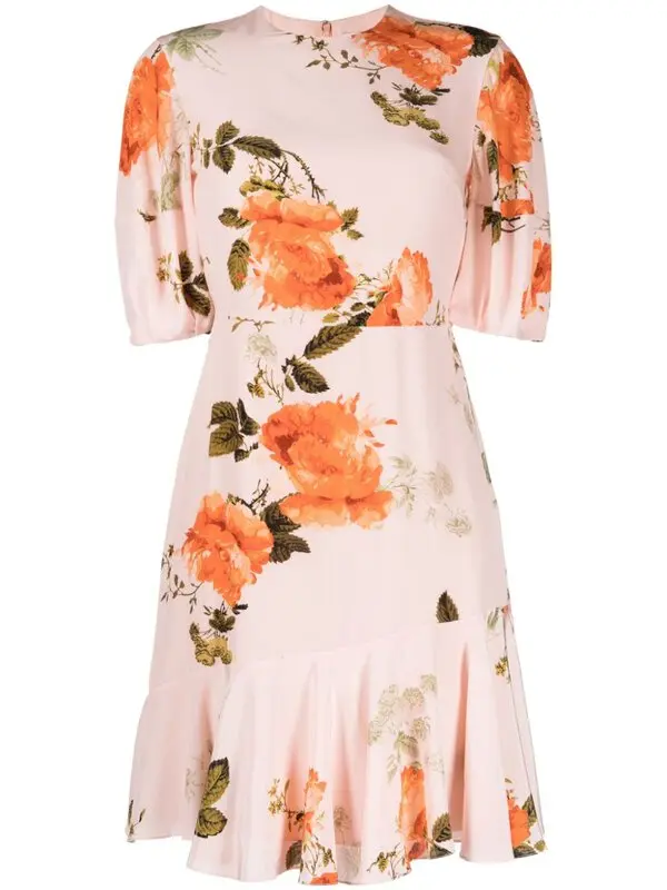 Erdem Floral Print Silk Mini Dress - Pink