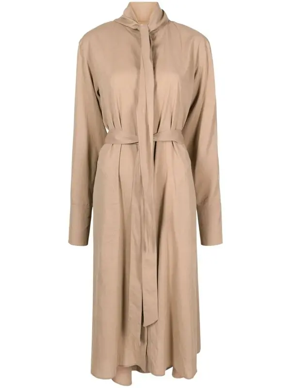 PETER DO Belted Waist Button-down Midi Dress - Neutrals