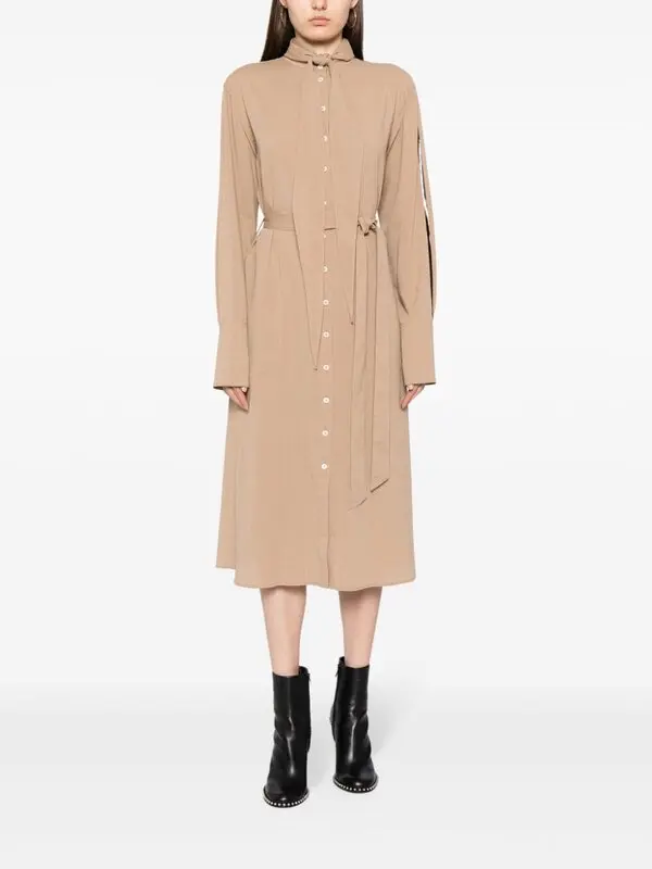 PETER DO Belted Waist Button-down Midi Dress - Neutrals