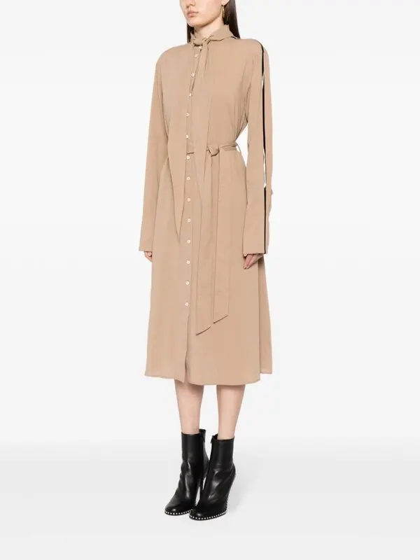 PETER DO Belted Waist Button-down Midi Dress - Neutrals