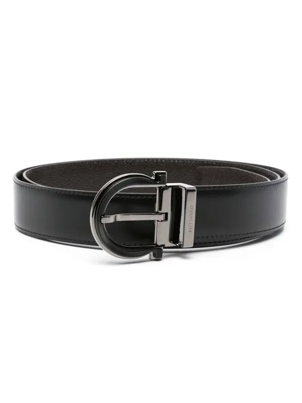 FERRAGAMO Gancini Reversible Leather Belt - Black
