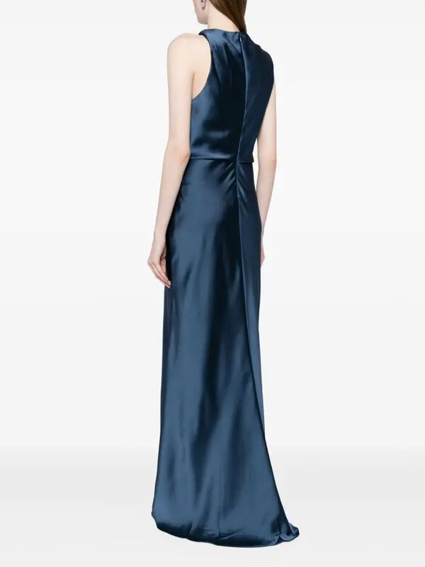 Amsale Asymmetric Draped Gown - Blue