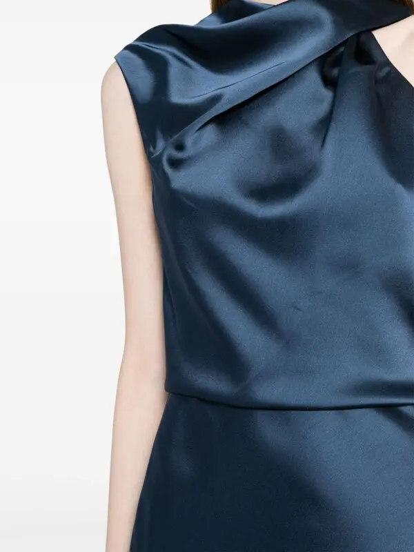 Amsale Asymmetric Draped Gown - Blue