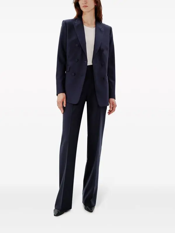 Another Tomorrow Double-breasted Merino Wool Blazer - Blue