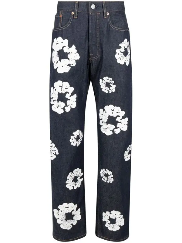 DENIM TEARS X Levi's Wreath-print Selvedge Jeans - Blue