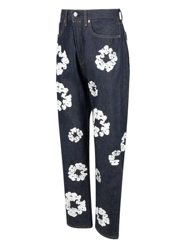 DENIM TEARS X Levi's Wreath-print Selvedge Jeans - Blue