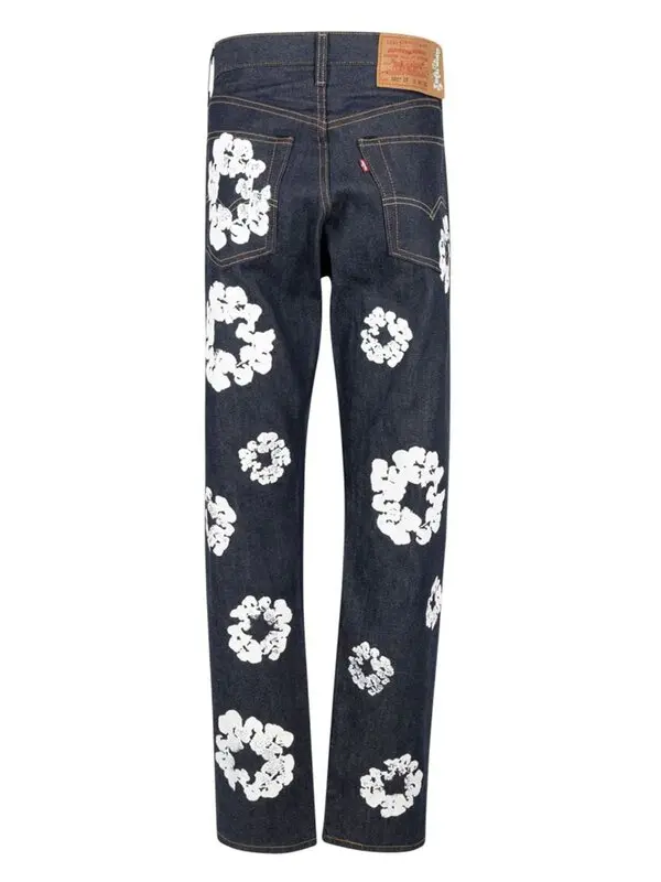 DENIM TEARS X Levi's Wreath-print Selvedge Jeans - Blue