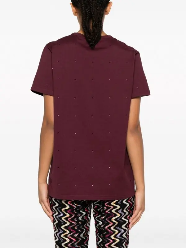 BARRIE Logo-embroidered Embellished T-shirt - Red