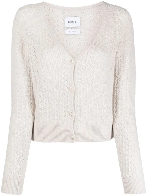 BARRIE V-neck Cashmere Cardigan - Neutrals