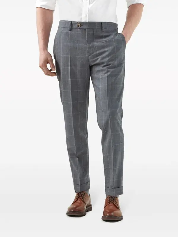 Brunello Cucinelli Check-pattern Wool Trousers