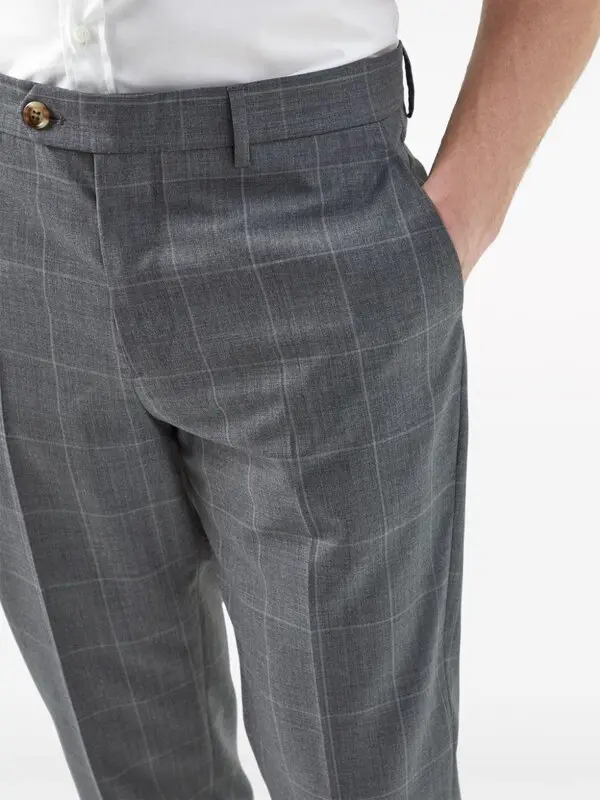 Brunello Cucinelli Check-pattern Wool Trousers