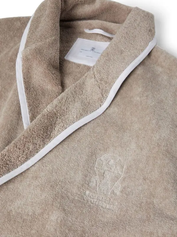 Brunello Cucinelli Belted Cotton Bath Robe - Neutrals