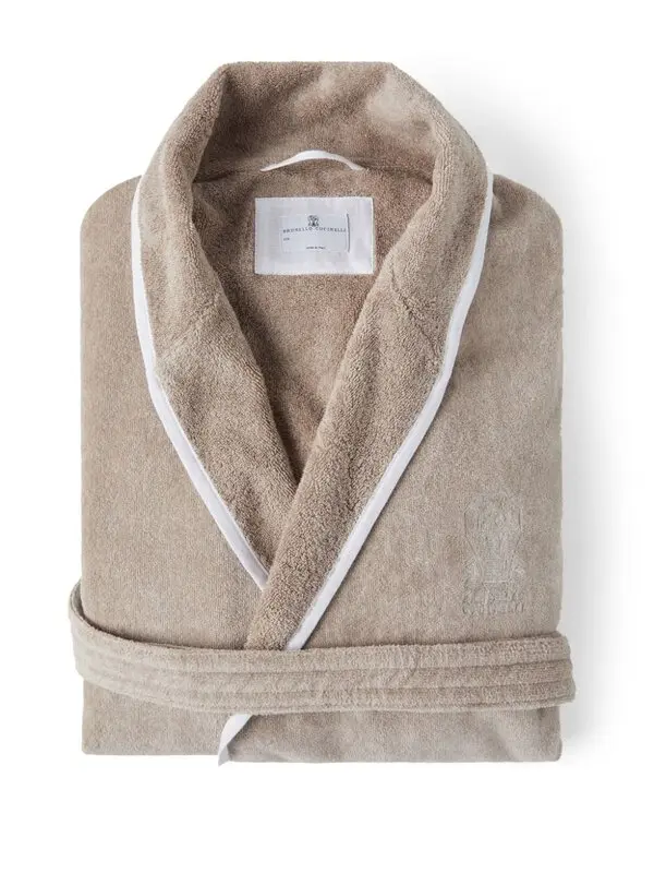 Brunello Cucinelli Belted Cotton Bath Robe - Neutrals