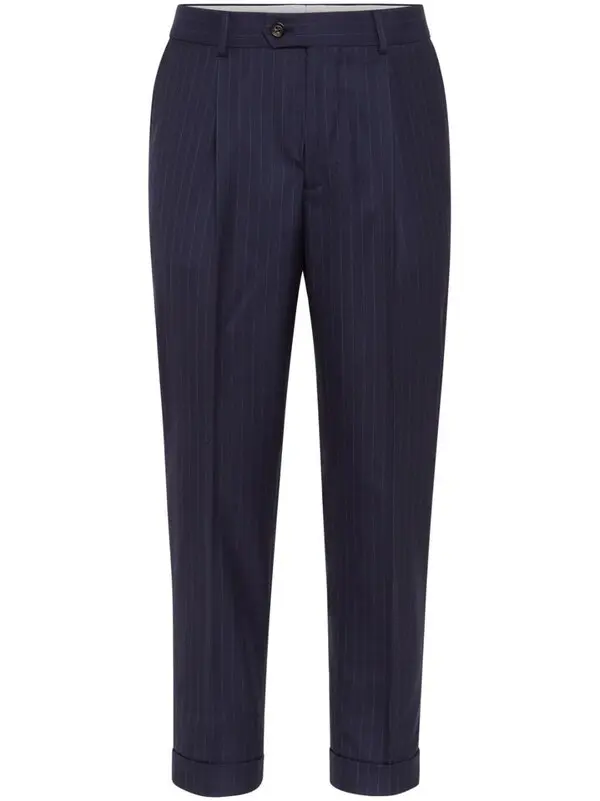 Brunello Cucinelli Tapered-leg Wool Trousers - Blue