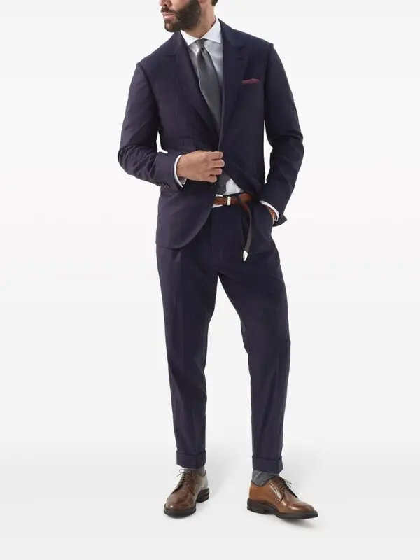 Brunello Cucinelli Tapered-leg Wool Trousers - Blue