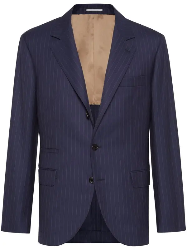 Brunello Cucinelli Pinstripe Virgin-wool Blazer - Blue