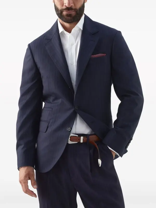 Brunello Cucinelli Pinstripe Virgin-wool Blazer - Blue