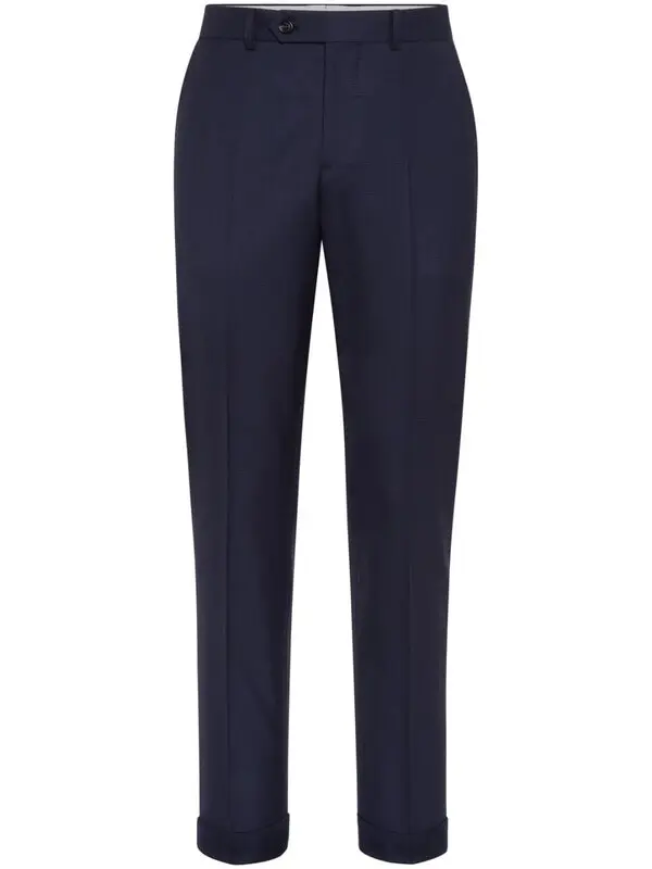 Brunello Cucinelli Tapered-leg Wool Trousers - Blue