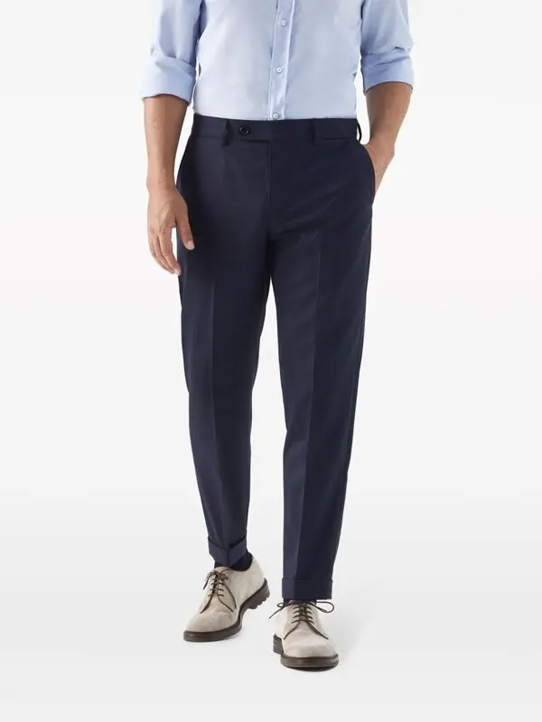 Brunello Cucinelli Tapered-leg Wool Trousers - Blue