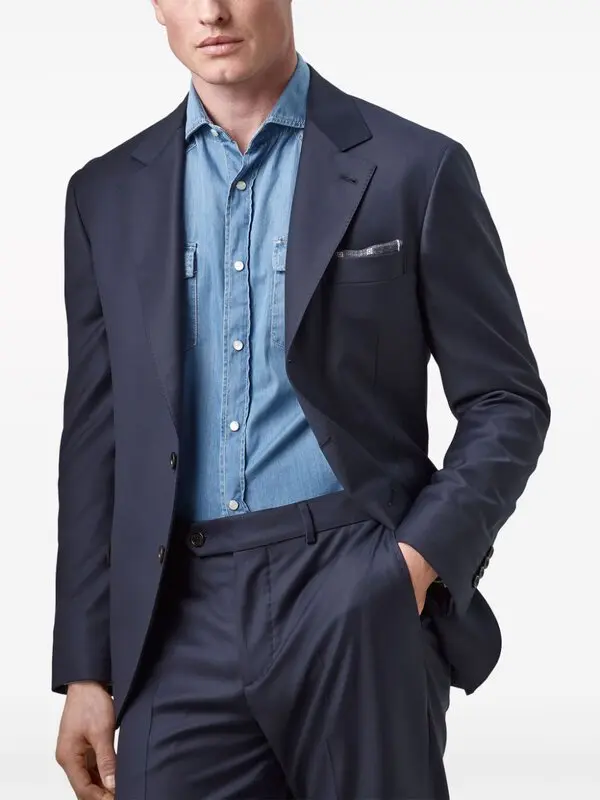 Brunello Cucinelli Single-breasted Virgin-wool Blazer - Blue