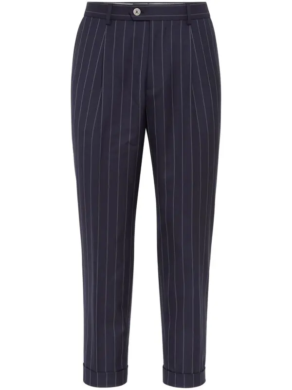 Brunello Cucinelli Tapered-leg Wool Trousers - Blue