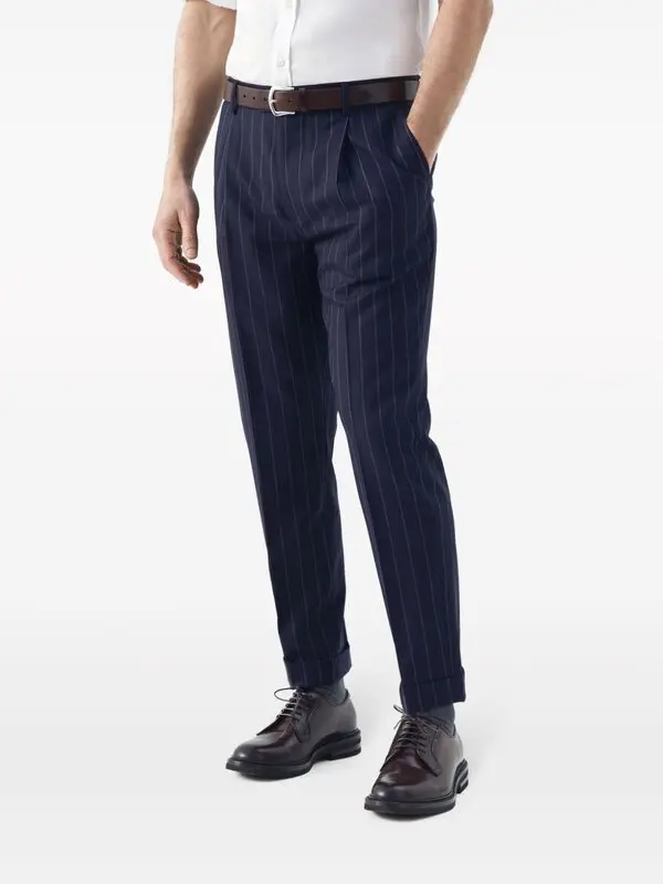 Brunello Cucinelli Tapered-leg Wool Trousers - Blue