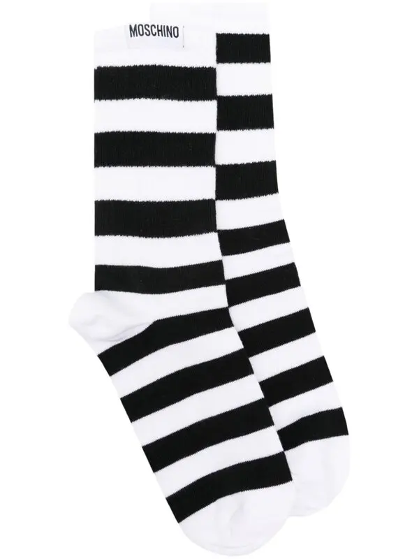 Moschino Striped Stretch-cotton Socks - Black