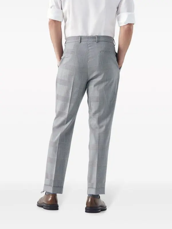 Brunello Cucinelli Straight-leg Prince Of Wales Check Trousers - Black