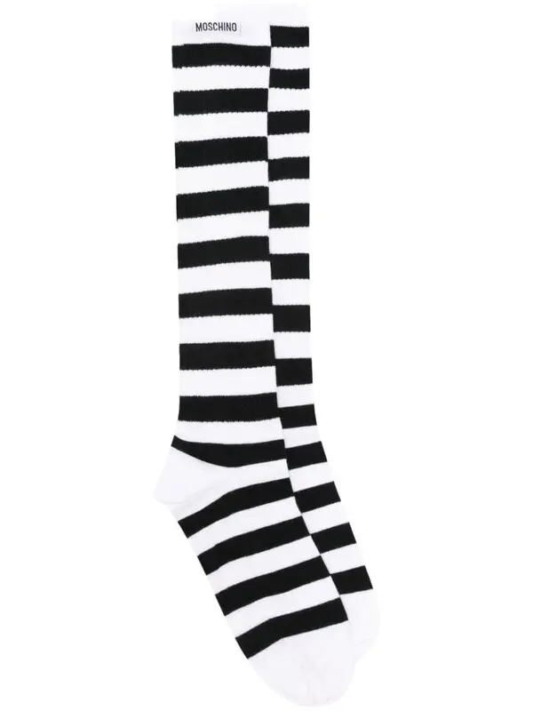 Moschino Knee-length Striped Socks - Black