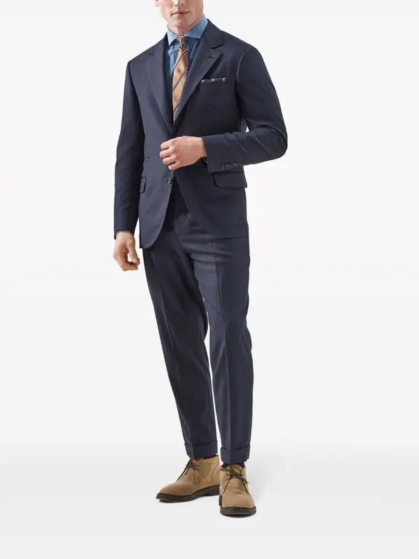 Brunello Cucinelli Tapered-leg Wool Trousers - Blue