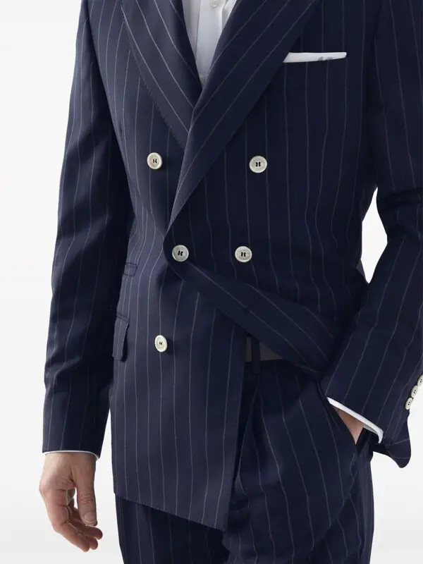 Brunello Cucinelli Pinstripe Virgin Wool Blazer - Blue